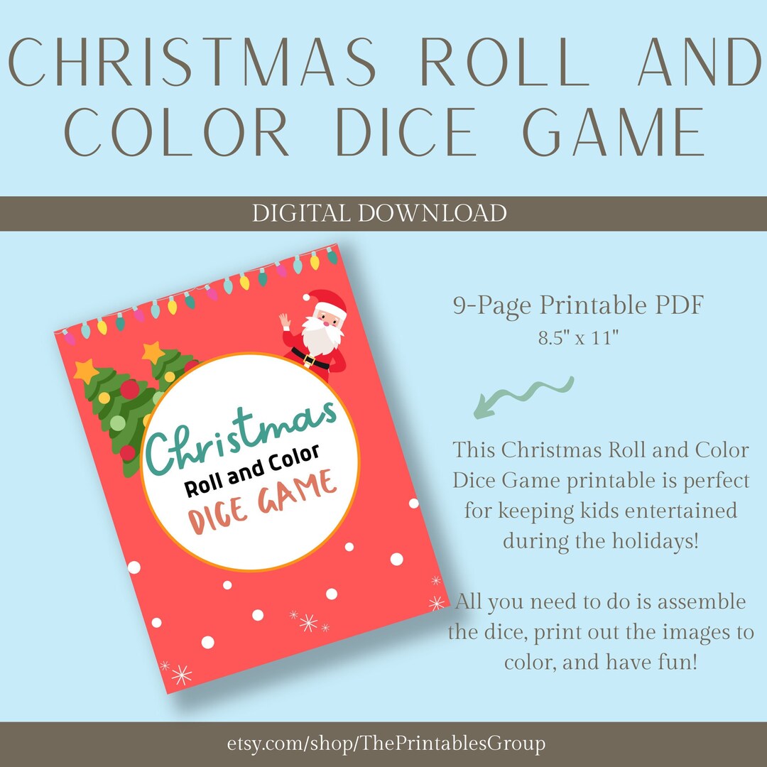Christmas Roll and Color Dice Game Printable Coloring - Etsy