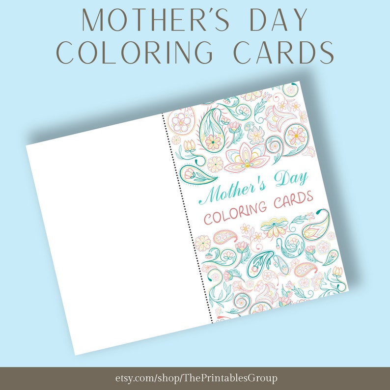 Mother's Day Coloring Cards Printable | Set of 7 Mothers Day Cards ...