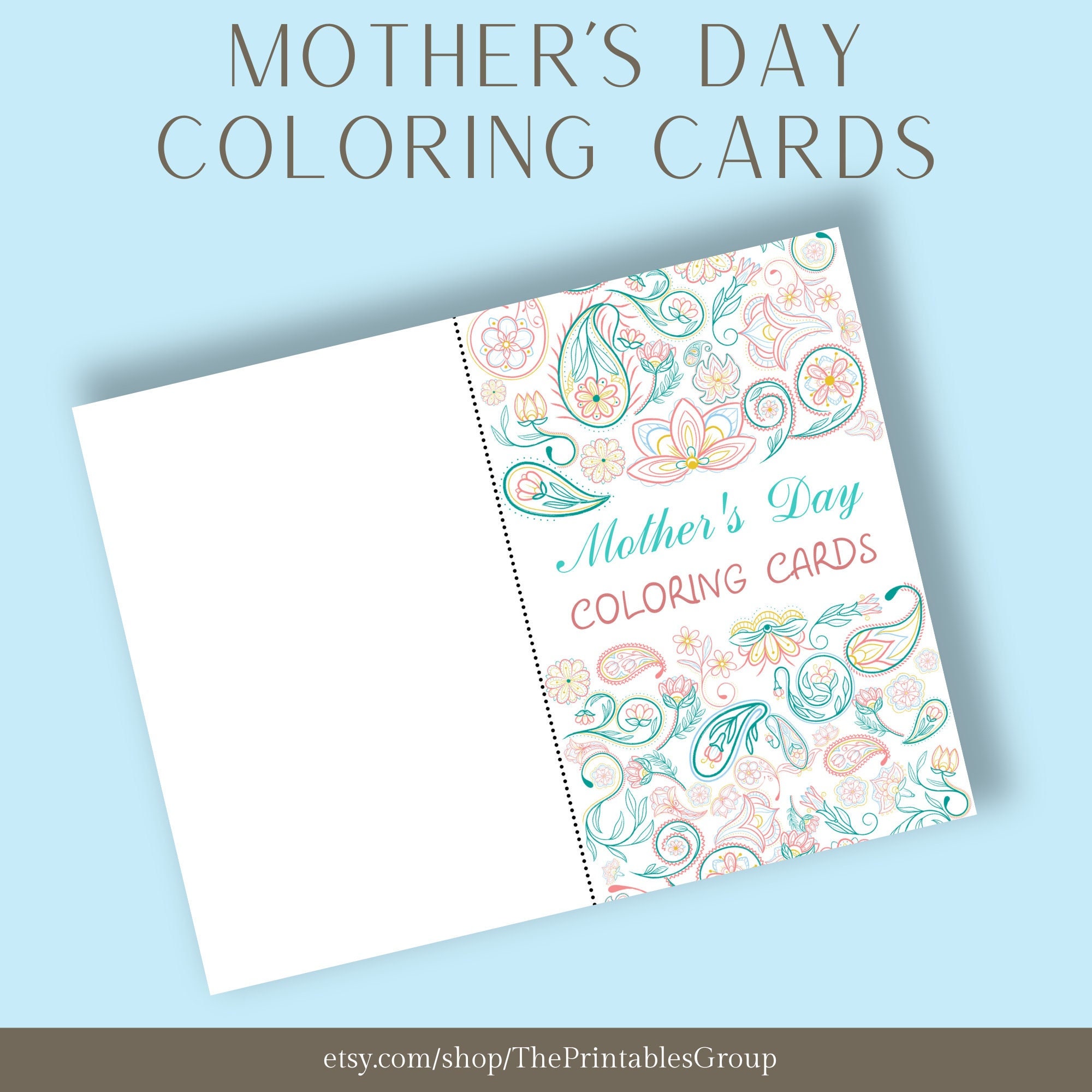 Mother's Day Coloring Cards Printable Set of 7 Mothers Day Cards Mother ...