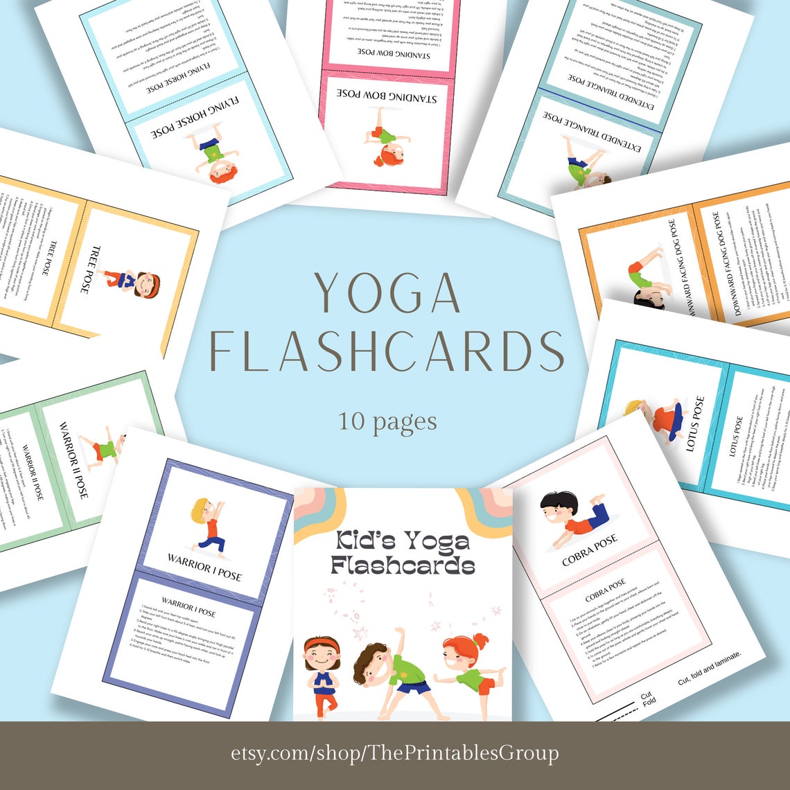 Kids Yoga Flashcards Printable, Yoga Learning Cards for Kids, Childrens ...