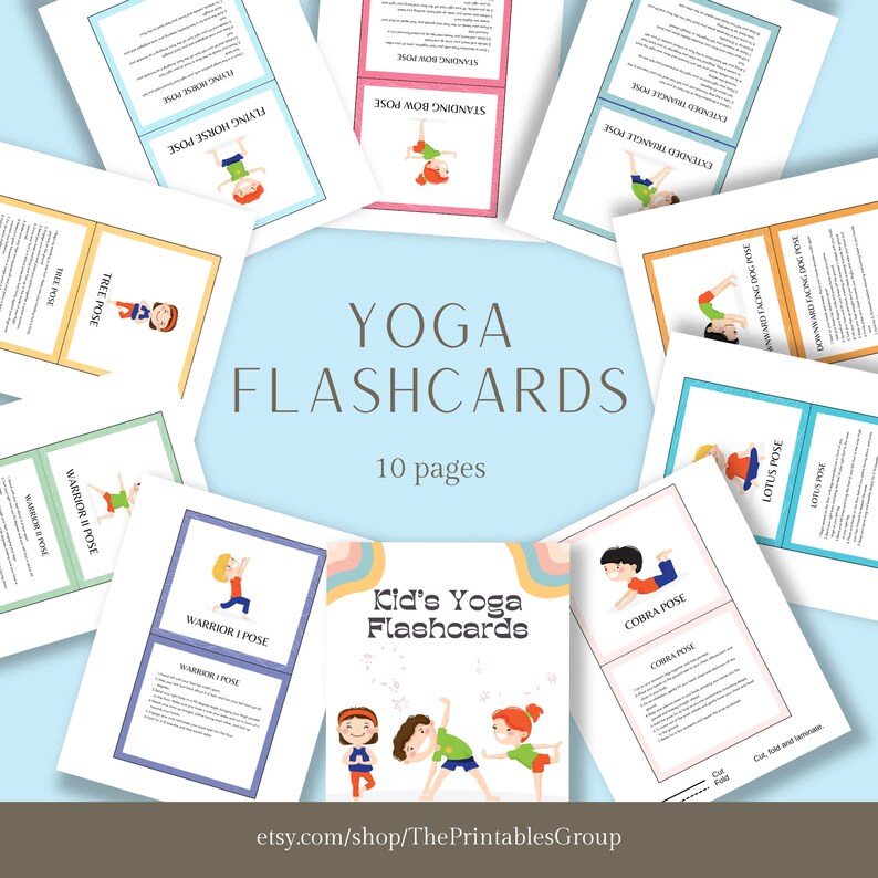 Kids Yoga Flashcards Printable, Yoga Learning Cards for Kids, Children ...