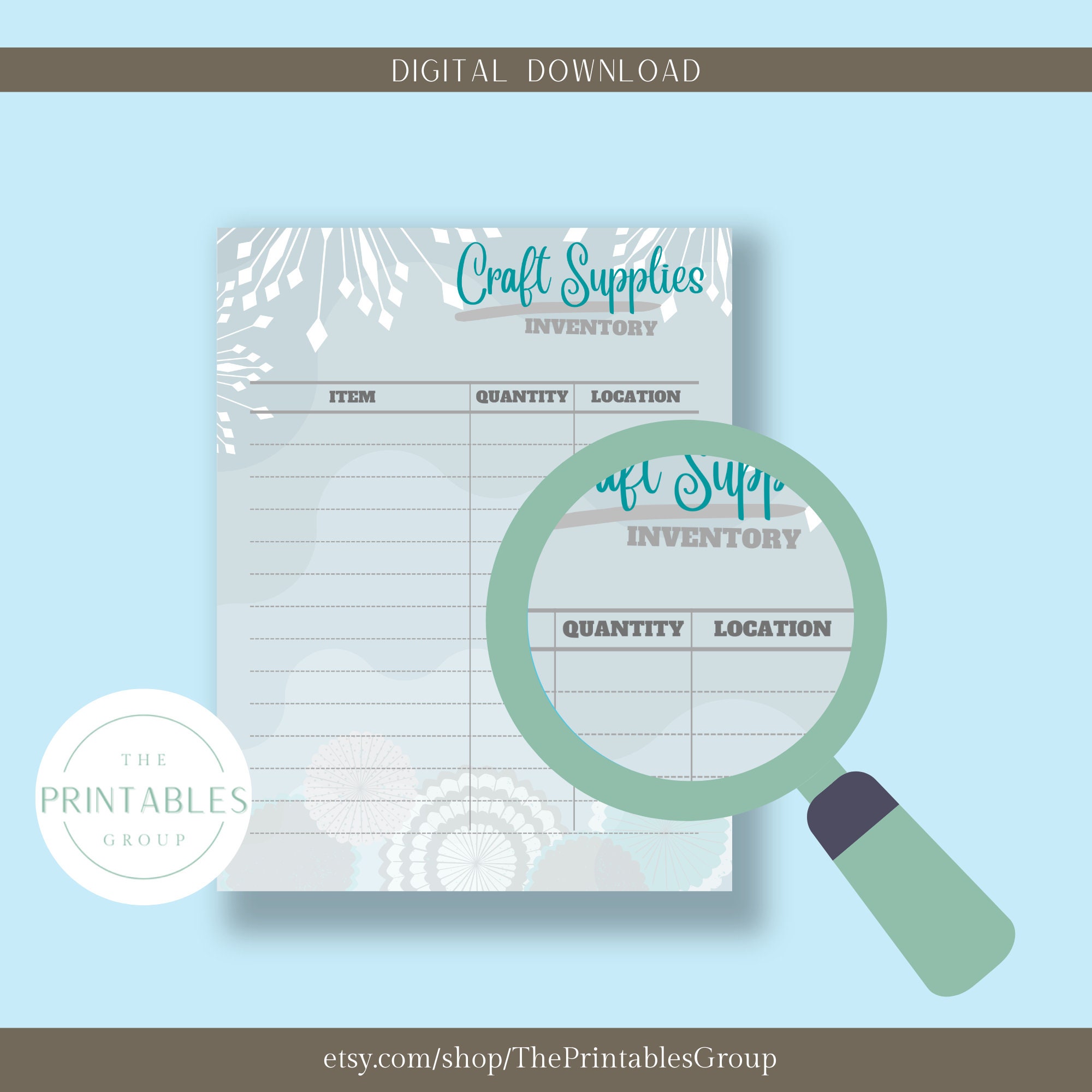 Craft Supplies Inventory List Printable, Craft Business Inventory Sheet ...