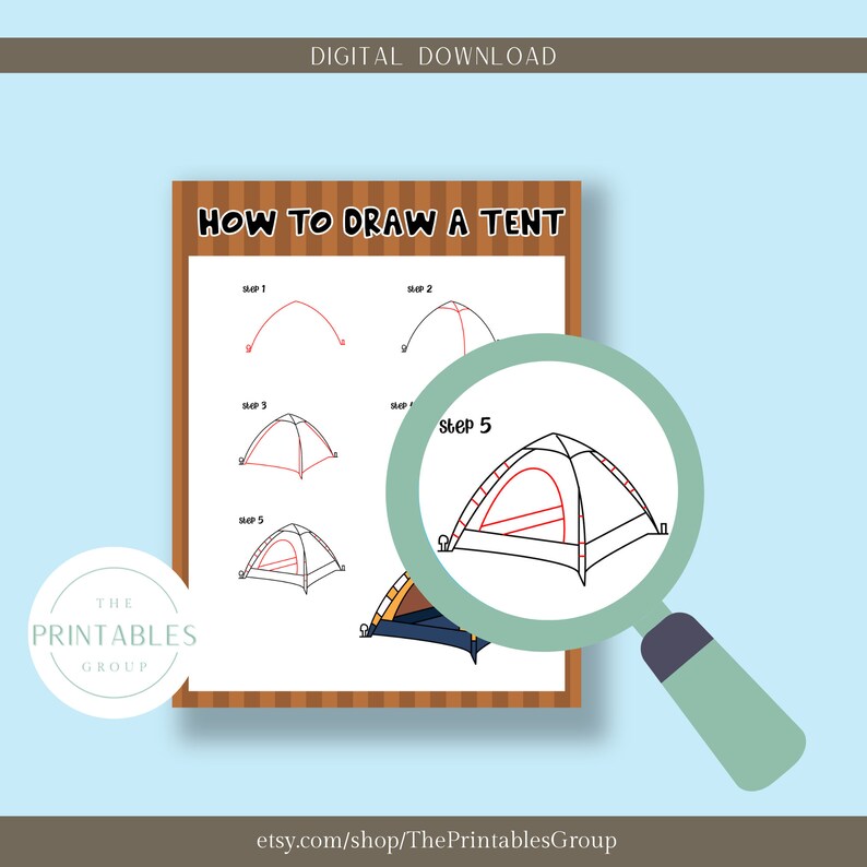 Camping Directed Drawing Printable | Camping Art Tutorial | Draw a Tent ...