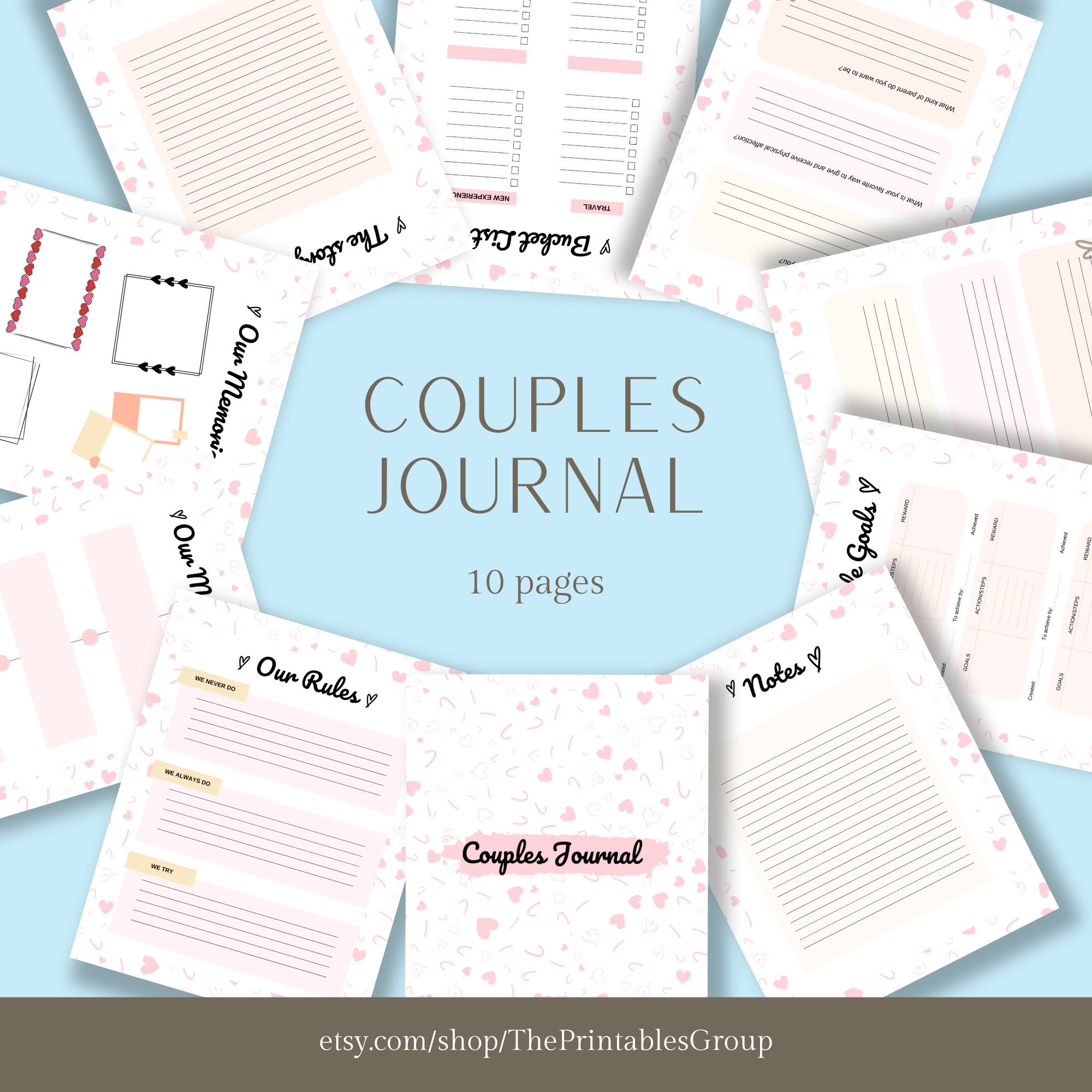 Couples Journal Printable, Relationship Planner, Couple Goals Tracker ...