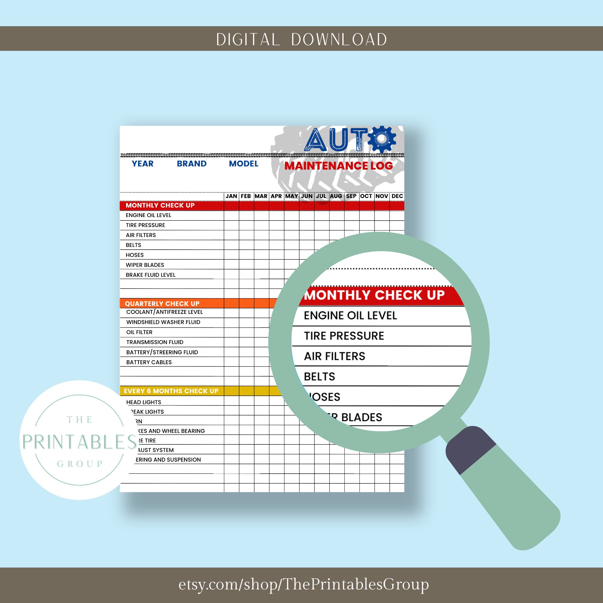 Auto Maintenance Log Printable, Vehicle Maintenance Log PDF, Car ...