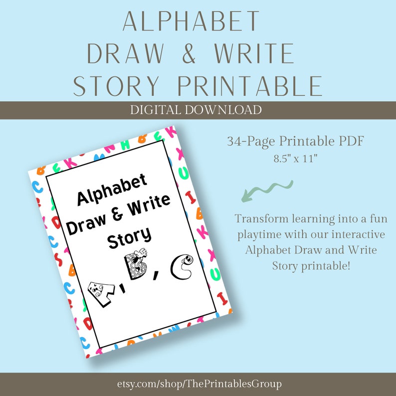 Alphabet Draw and Write Story Printable Creative Alphabet Learning ABC ...