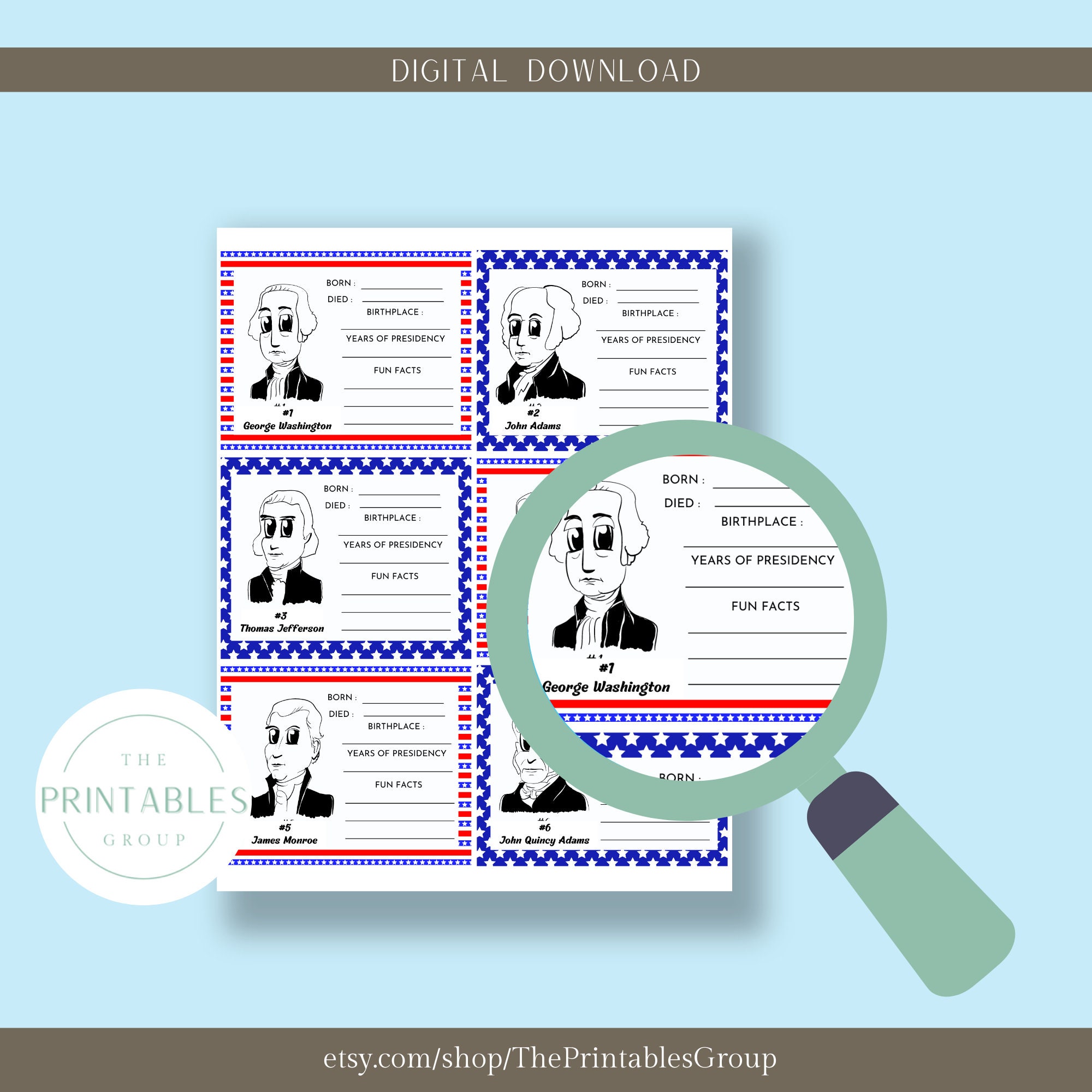 Know Your Presidents Printable | 46 USA Presidents | American History ...