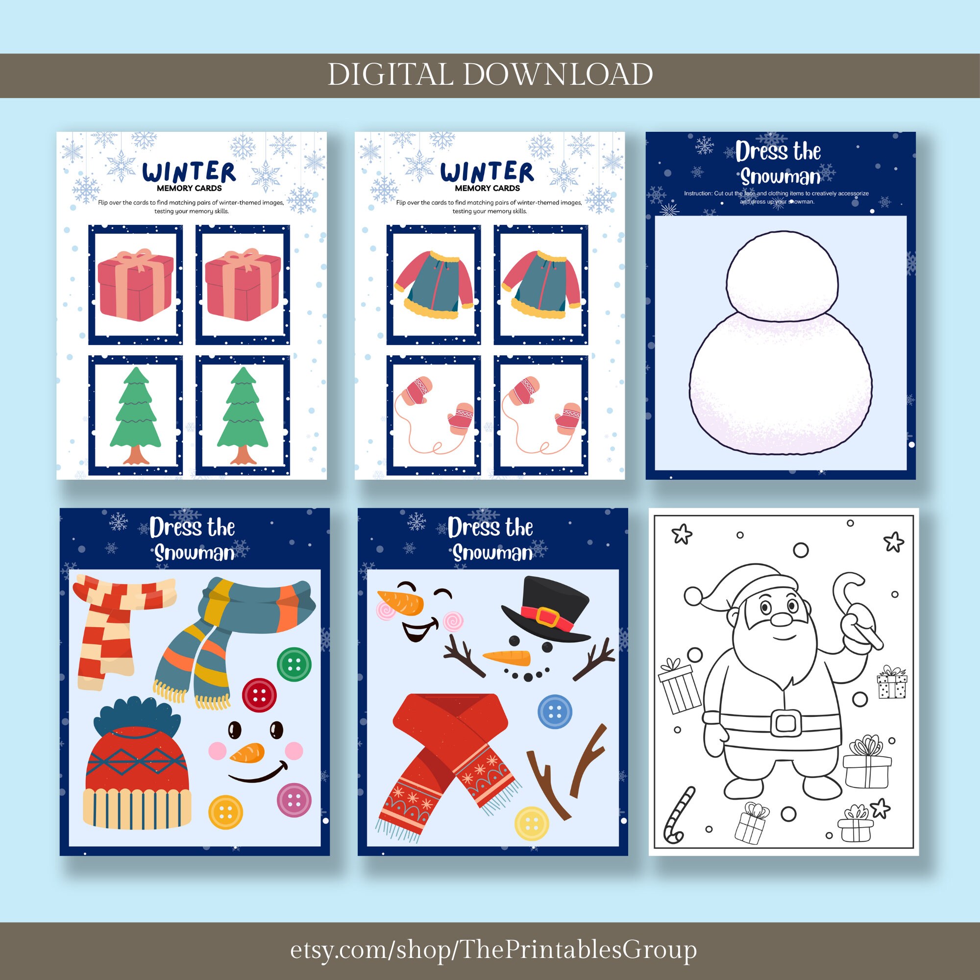 Winter Game Pack Printable Kids Winter Themed Games Set Printable Word ...