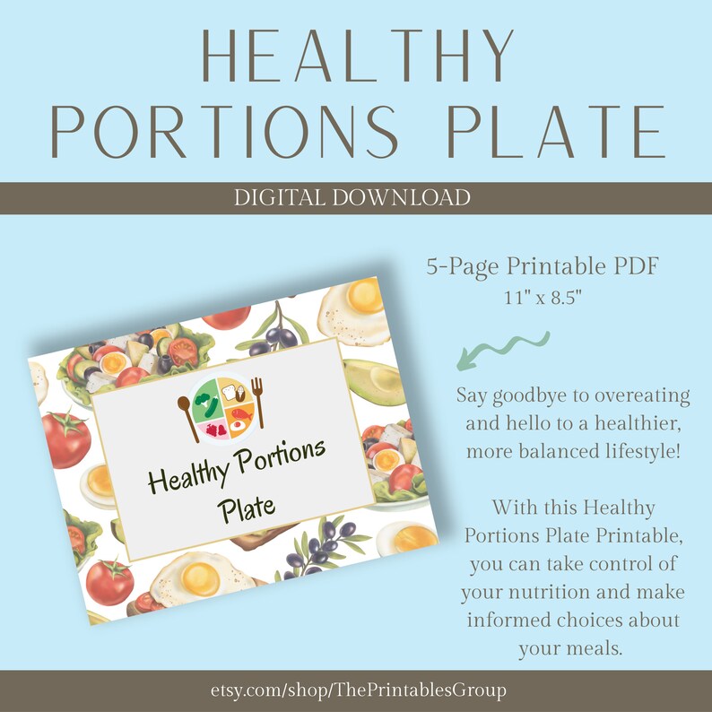 Healthy Portions Plate Printable | Healthy Eating Tracker | Healthy ...
