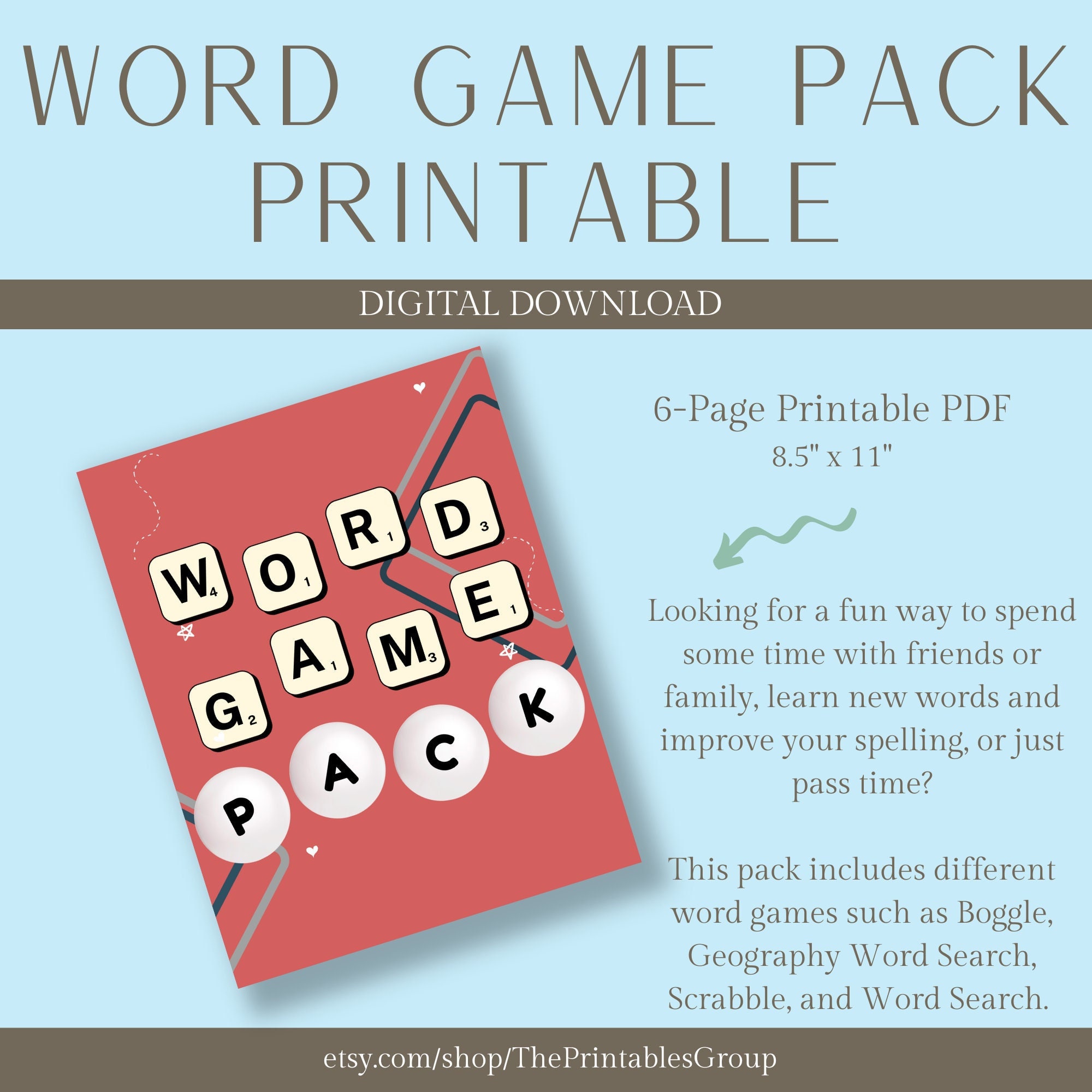 Word Game Pack Printable, Word Search Game, Geography Word Scramble ...