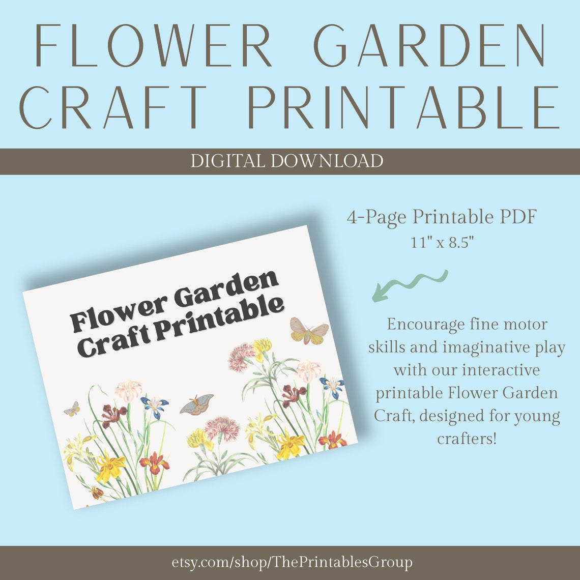 Flower Garden Craft Printable Flowers, Pots and Fence Coloring Pages ...