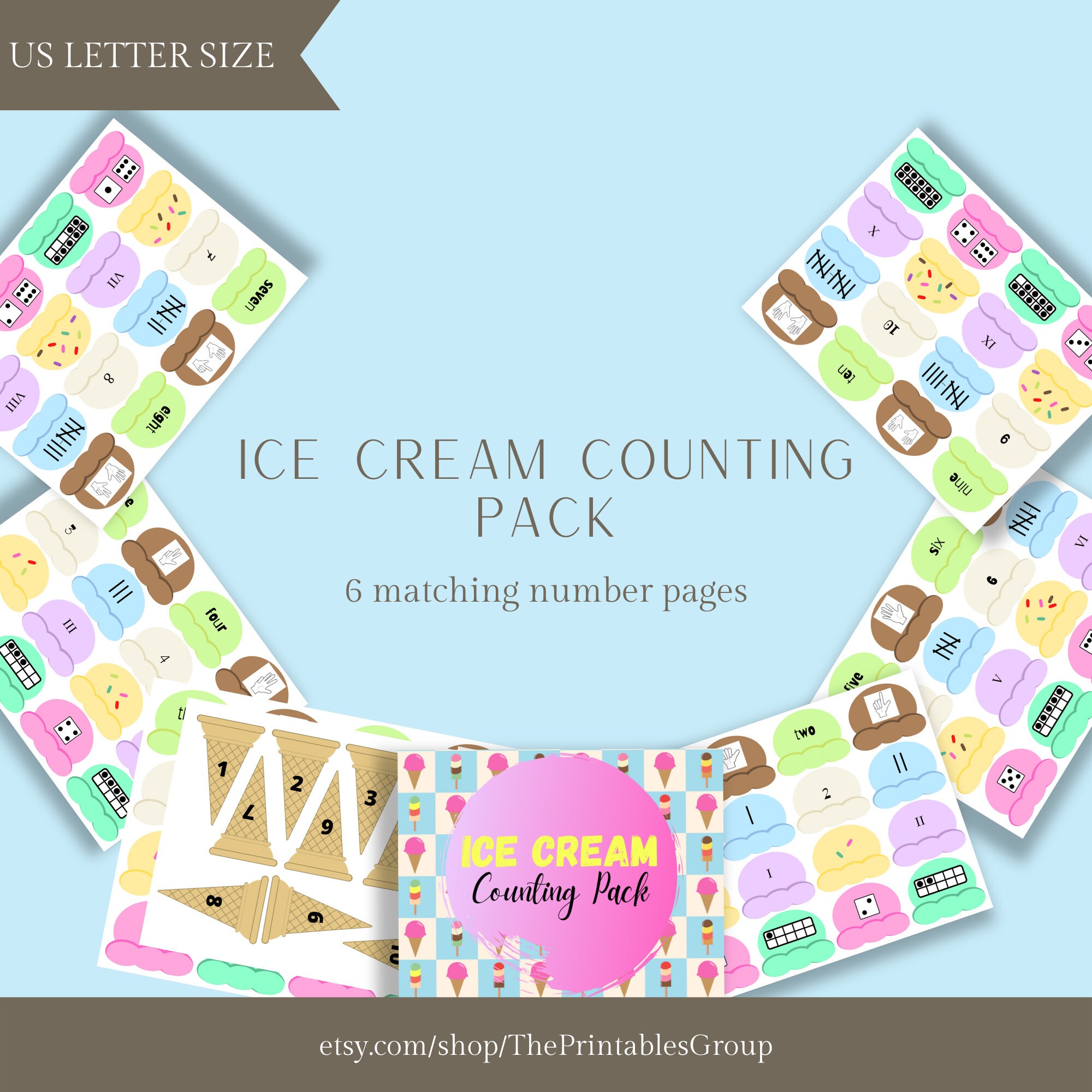 Ice Cream Counting Pack Printable, Number Matching Game for Kids ...