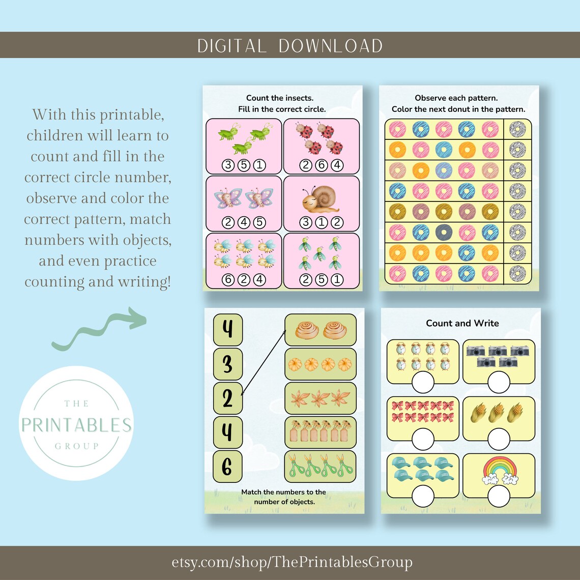 Preschool Counting Worksheets Printable Number Recognition Cards ...