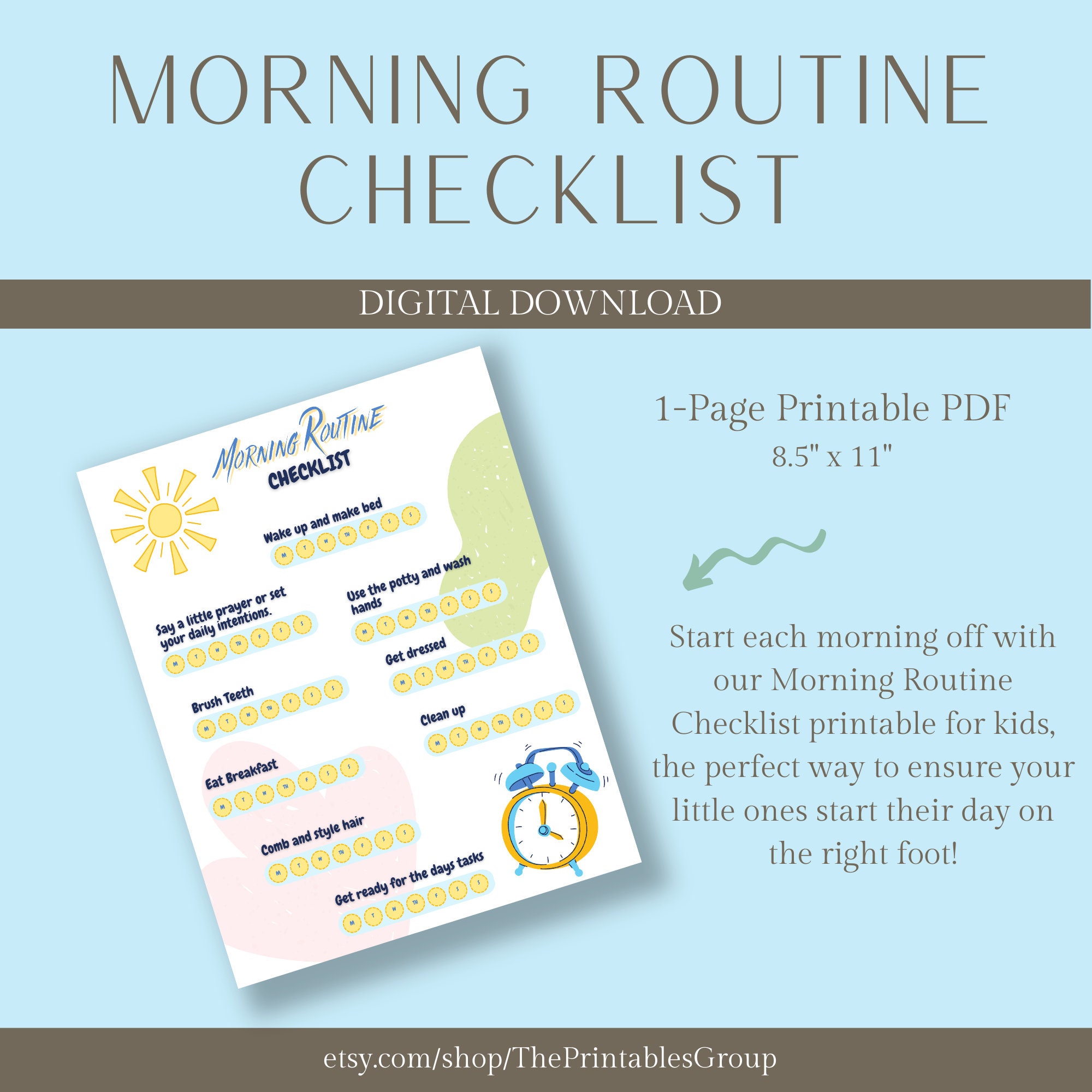 Morning Routine Checklist Printable, Kids Day Routine Checklist, Ready ...
