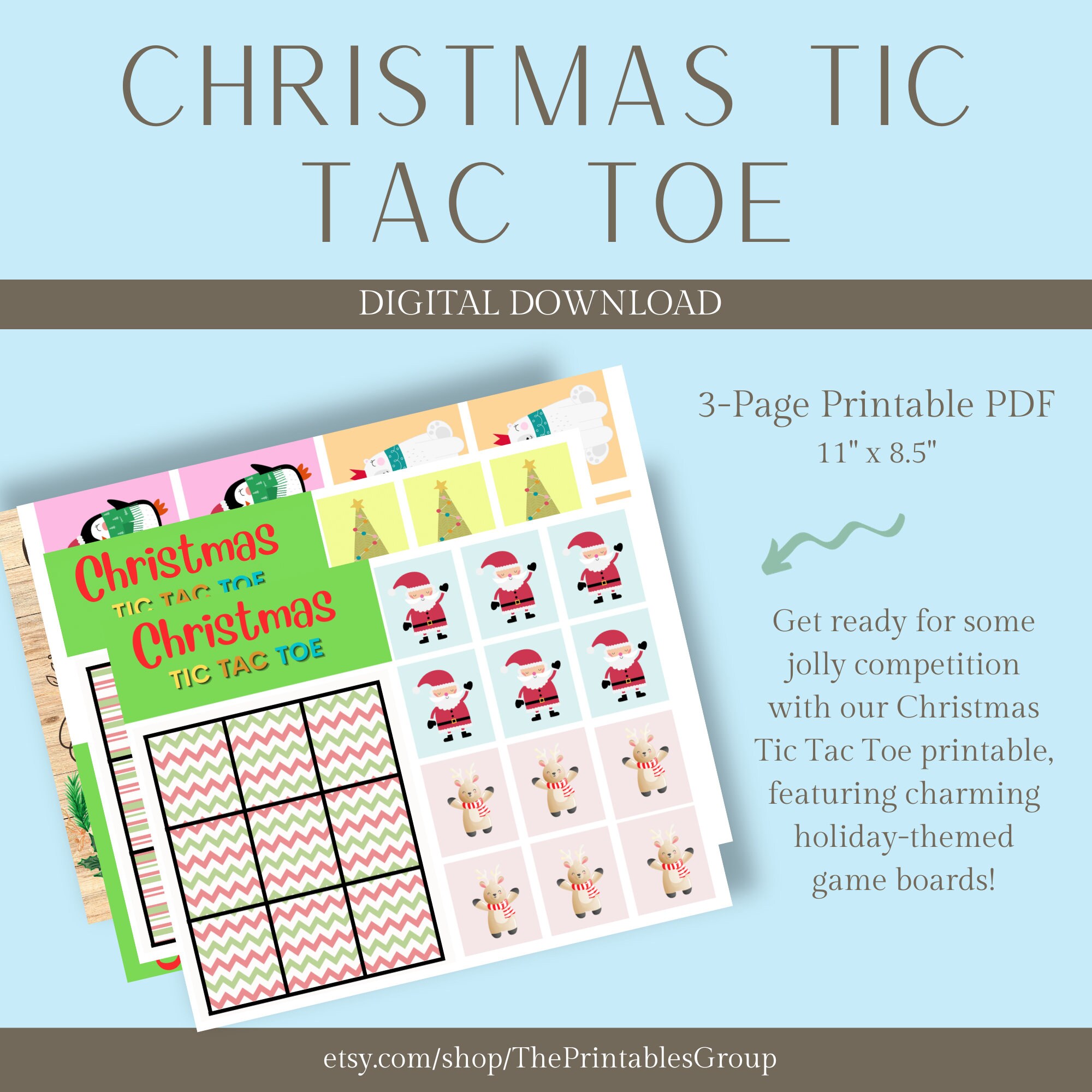 Christmas Tic Tac Toe | Christmas Game for Kids | Printable Holiday ...