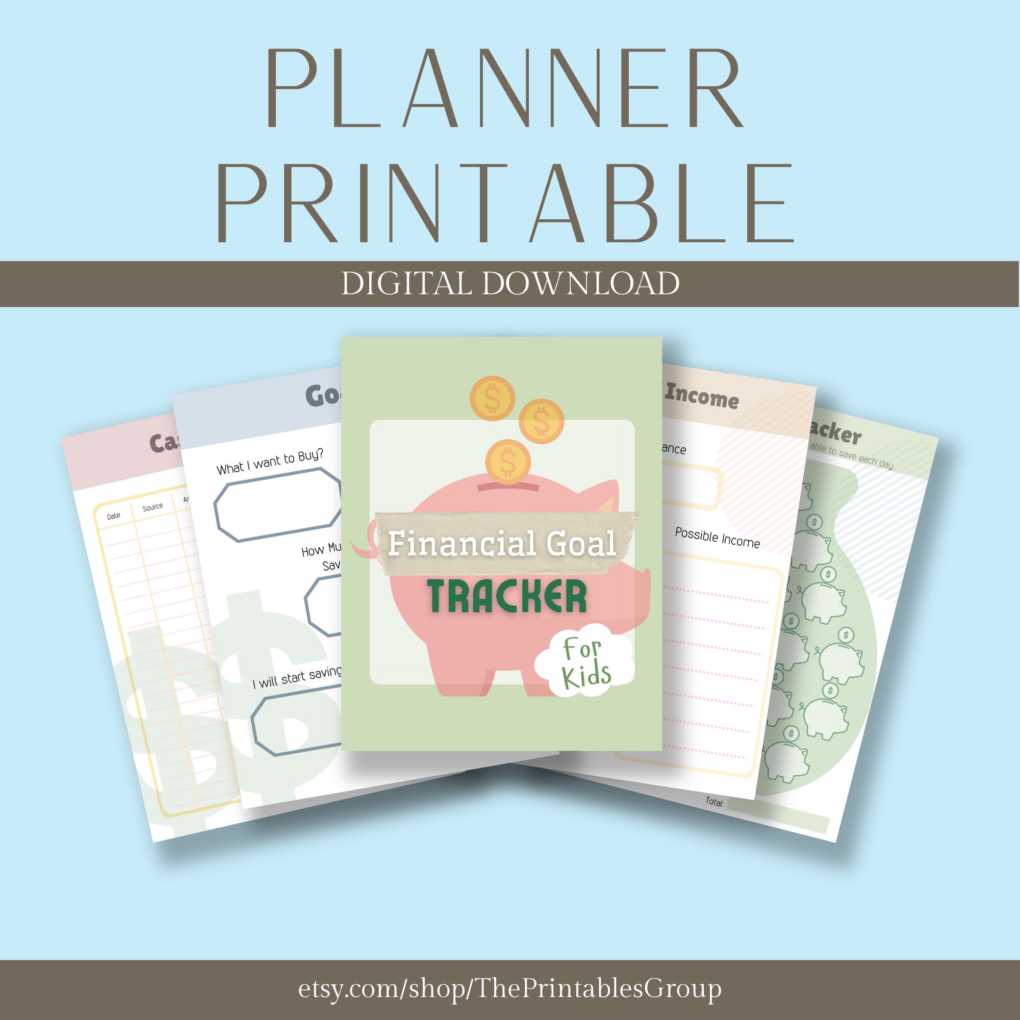 Financial Goals Tracker for Kids | Printable Finance Planner for Students | Goal Planner ...