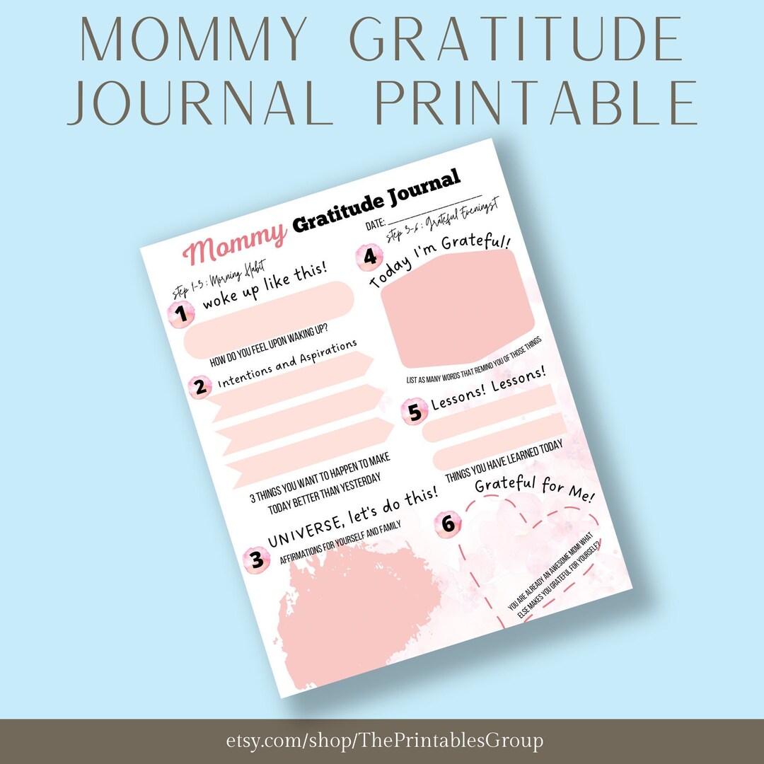 Mommy Gratitude Journal | Mom Diary Daily Planner Printable Digital ...
