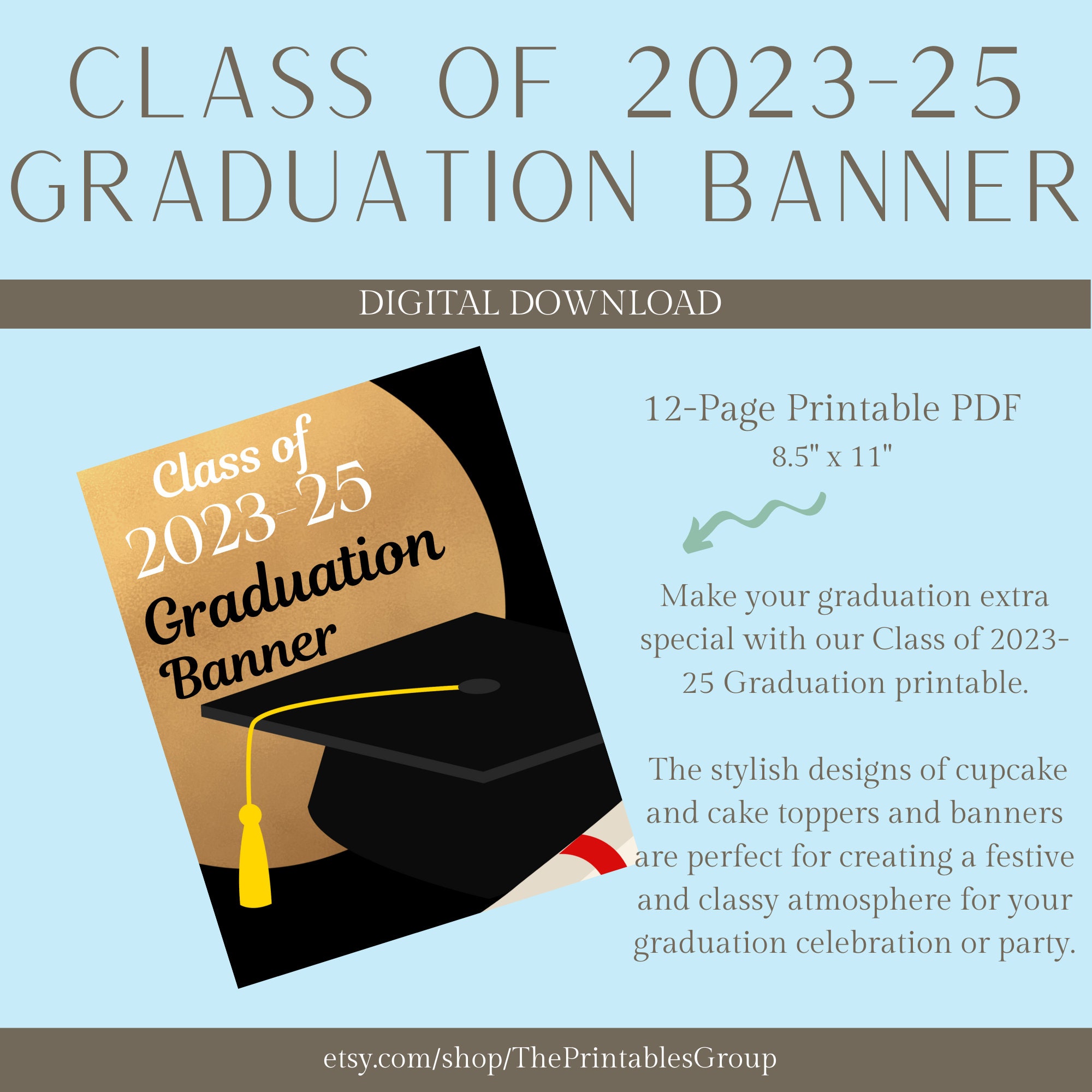 Class of 2023-25 Graduation Banner Printable Graduation Cupcake and ...