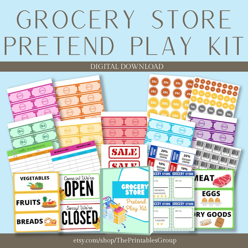 Grocery Store Pretend Play Printables, Grocery Shop Kit Dramatic Play ...