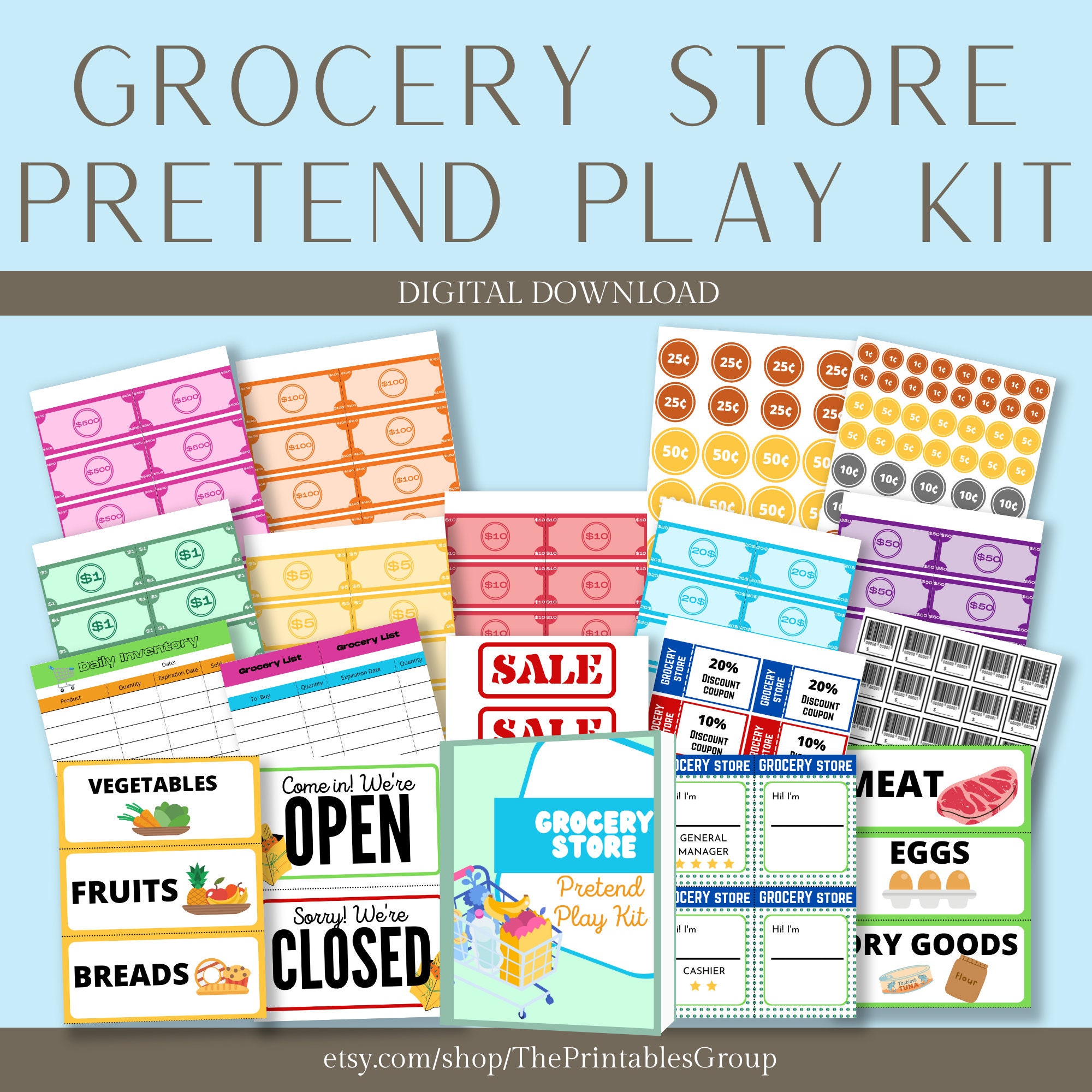 Grocery Store Pretend Play Printables, Grocery Shop Kit Dramatic Play ...