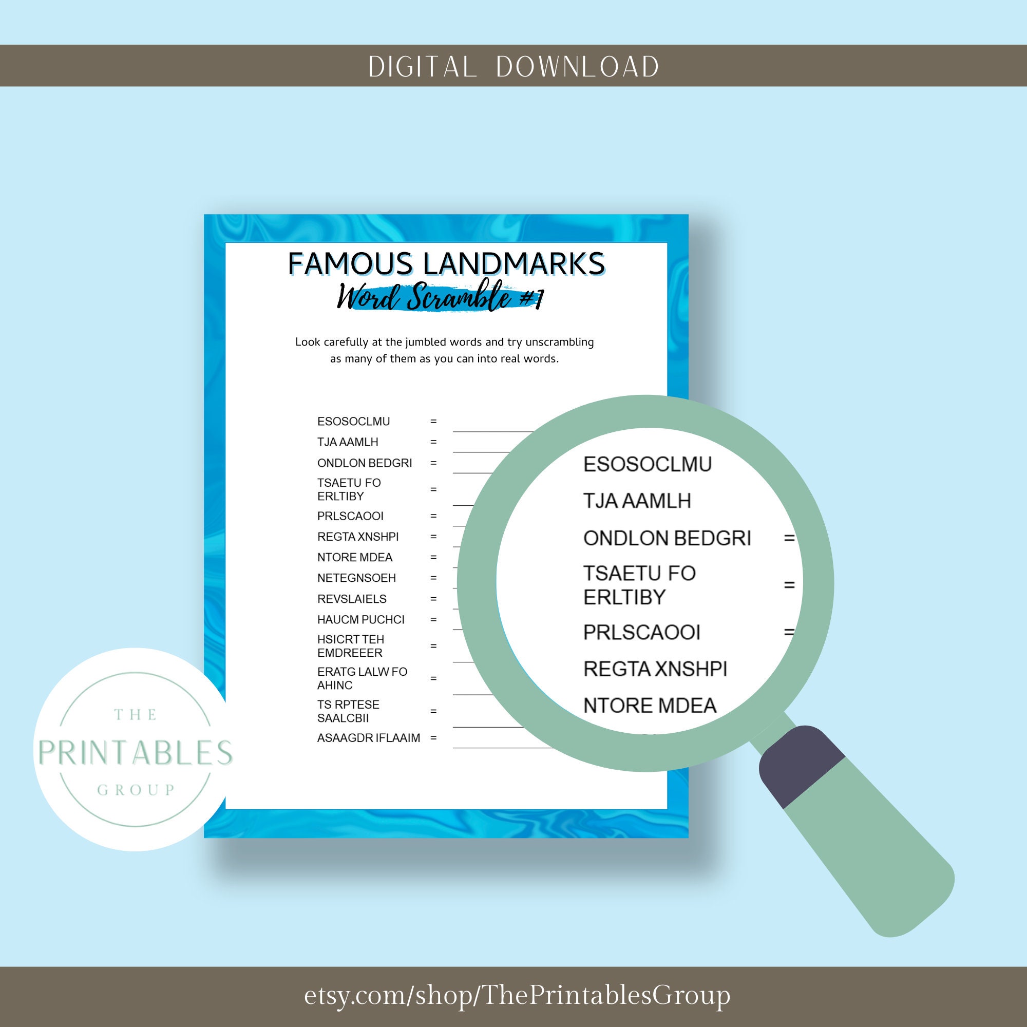 Famous World Landmarks Printable Game Bundle Printable Maze Word ...