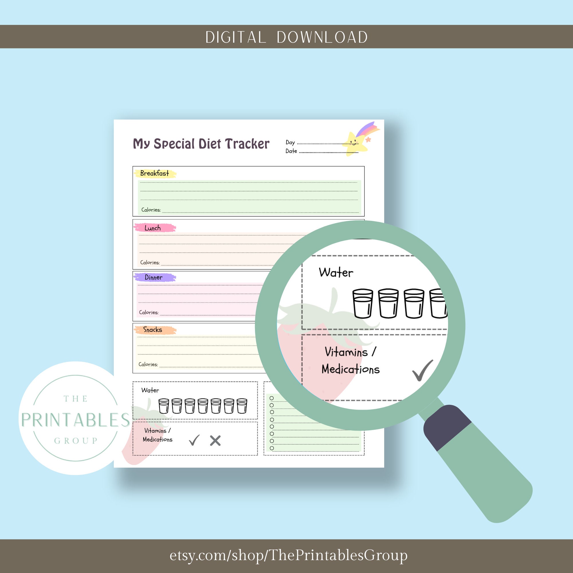 Kids Daily Food Journal Printable | Healthy Eating Tracker for Kids ...