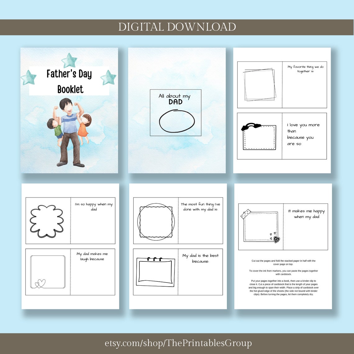Father’s Day Booklet Printable, Fathers Day Keepsake Book, All About ...