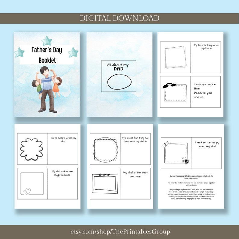 Father’s Day Booklet Printable, Fathers Day Keepsake Book, All About ...