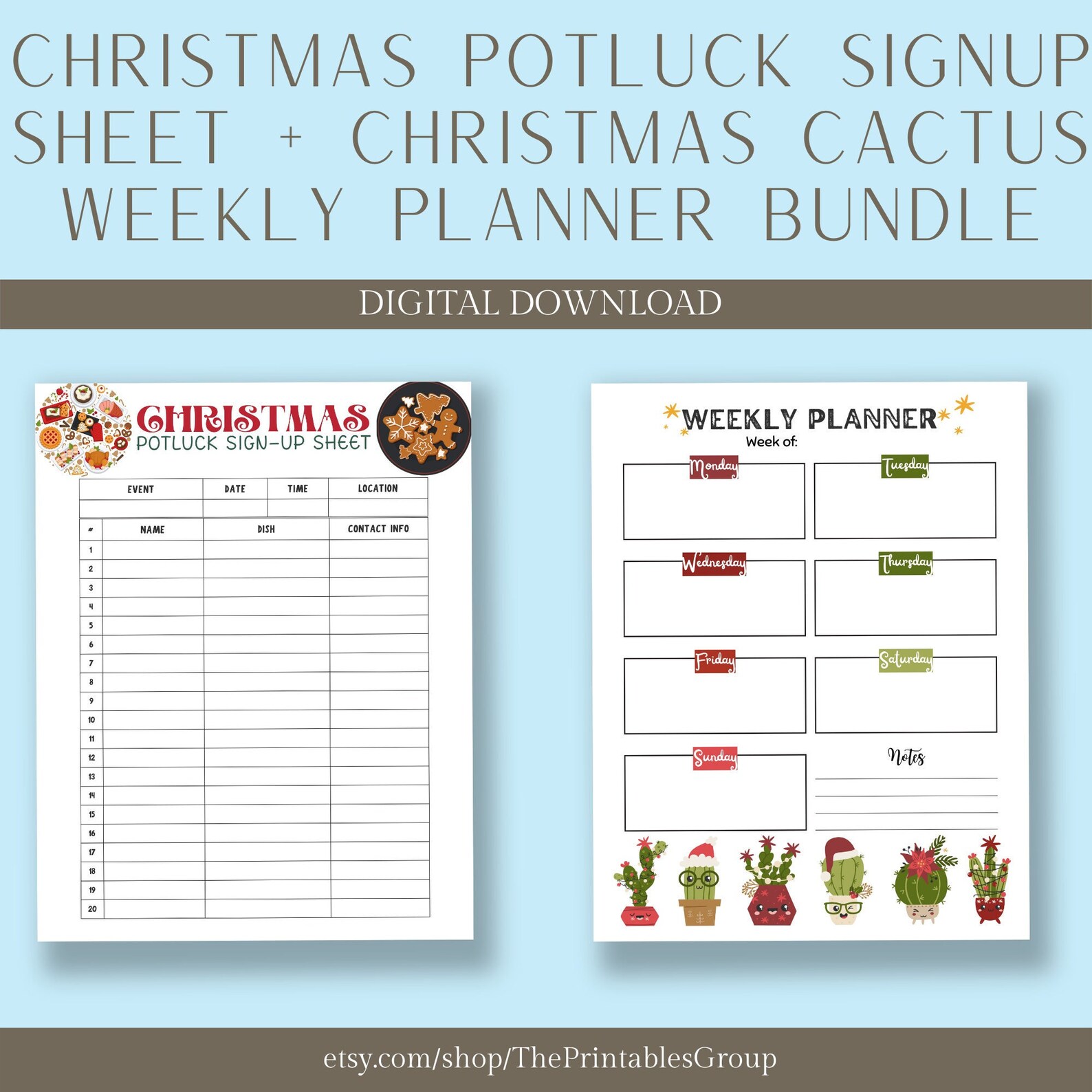 Christmas Potluck Sign up Sheet Printable | Family, Friends and Office ...