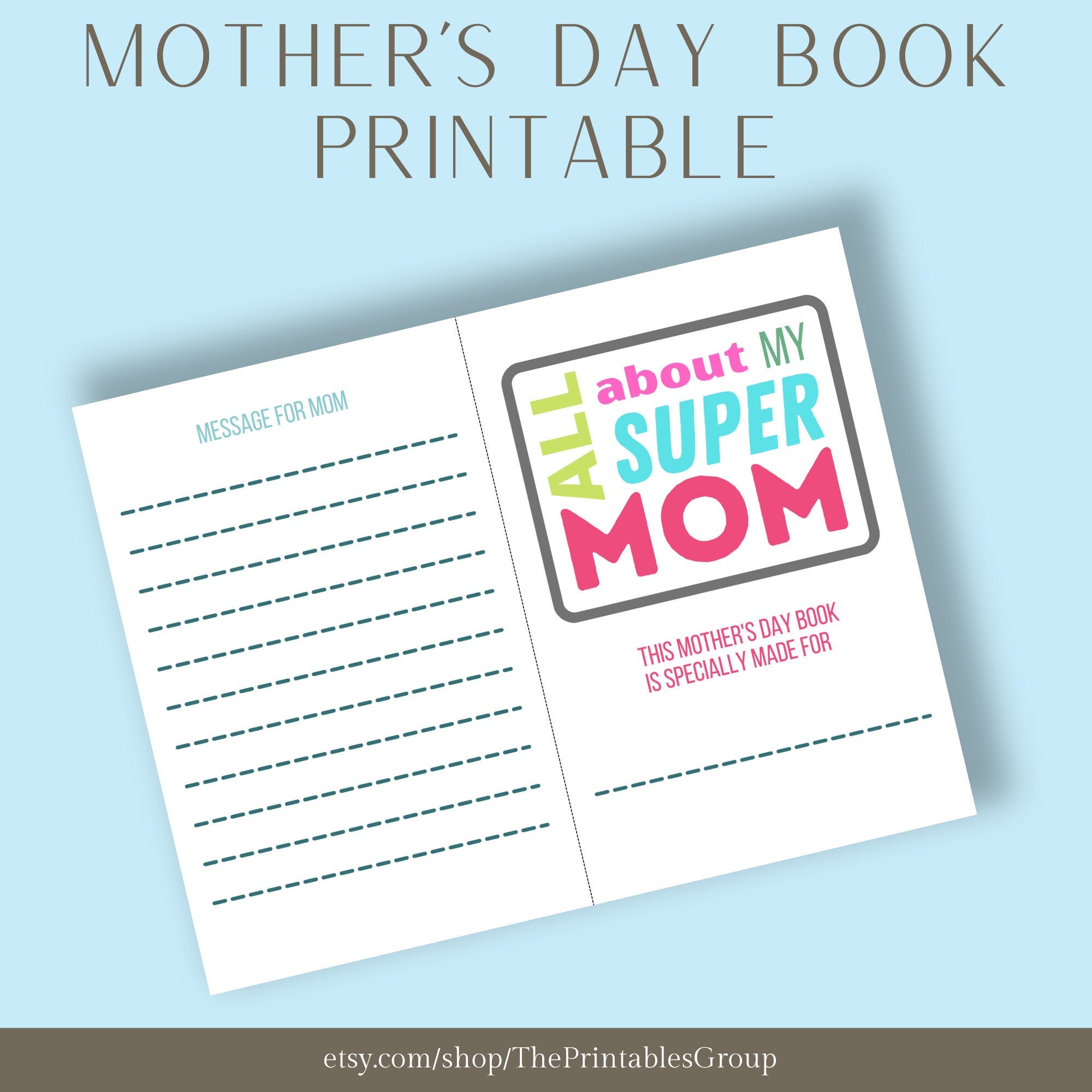 Mother's Day Book Printable | Mothers Day Keepsake Booklet | All About ...