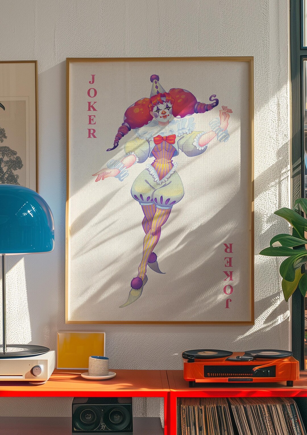 Whimsical Jester Clown Digital Wall Art Print – Unique Playing Cards ...