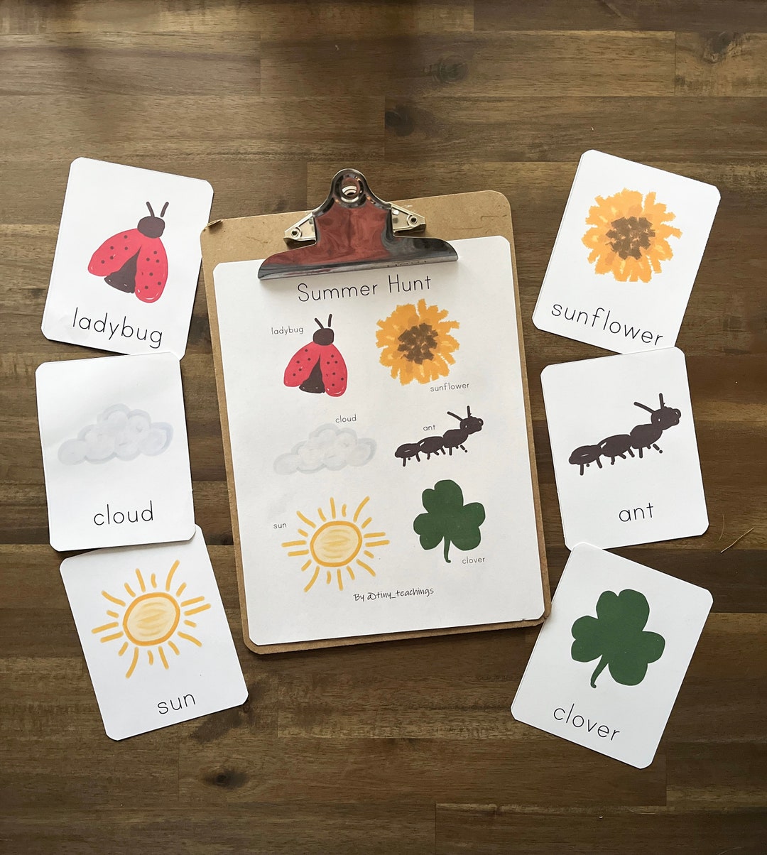 Summer Scavenger Hunt | Preschool Literacy Unit | Summer Flashcards - Etsy