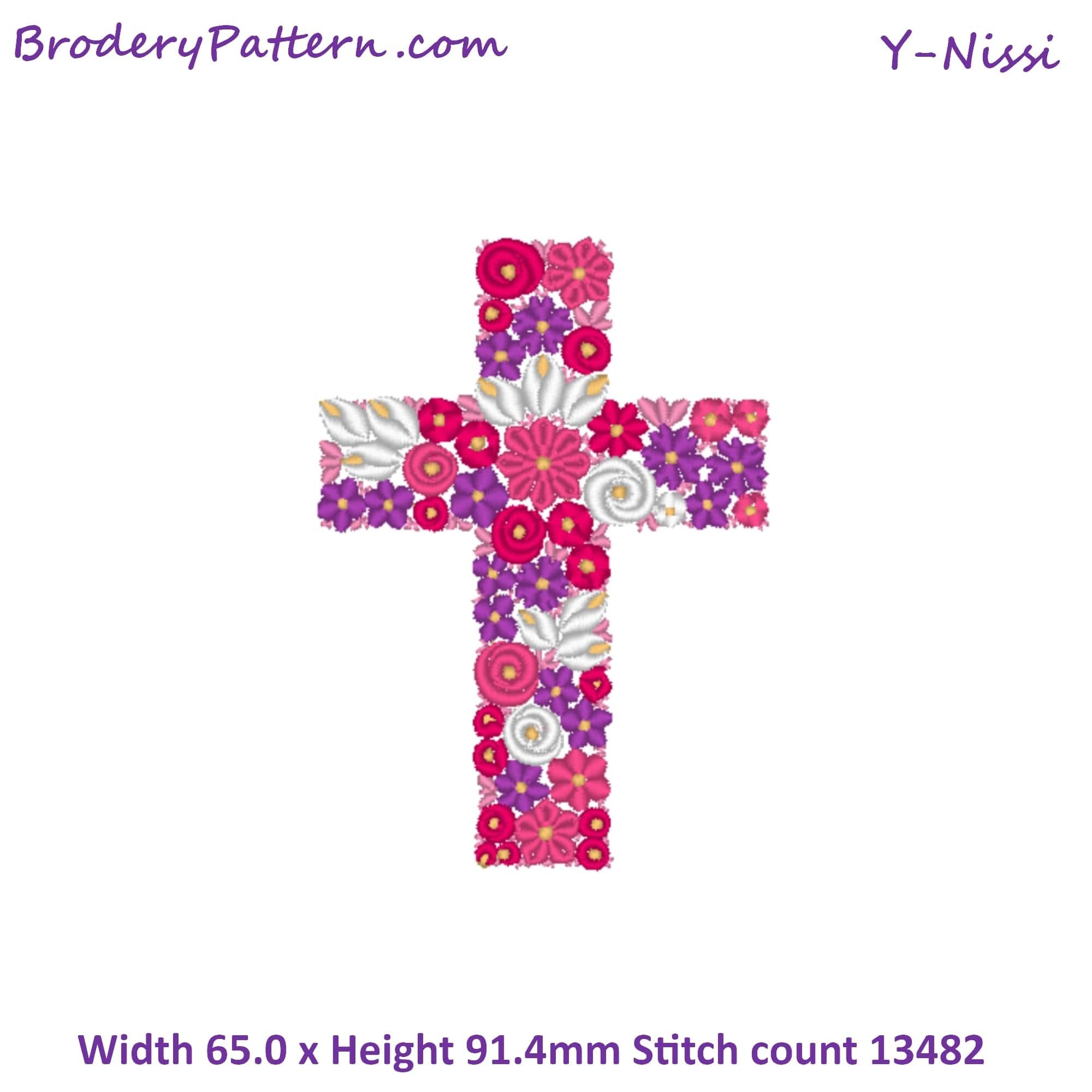 Cross, Embroidery Designs,cross With Flowers,machine Embroidery Design ...