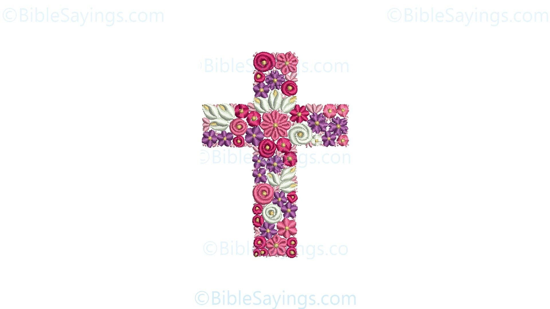 Cross, Embroidery Designs,cross With Flowers,machine Embroidery Design ...