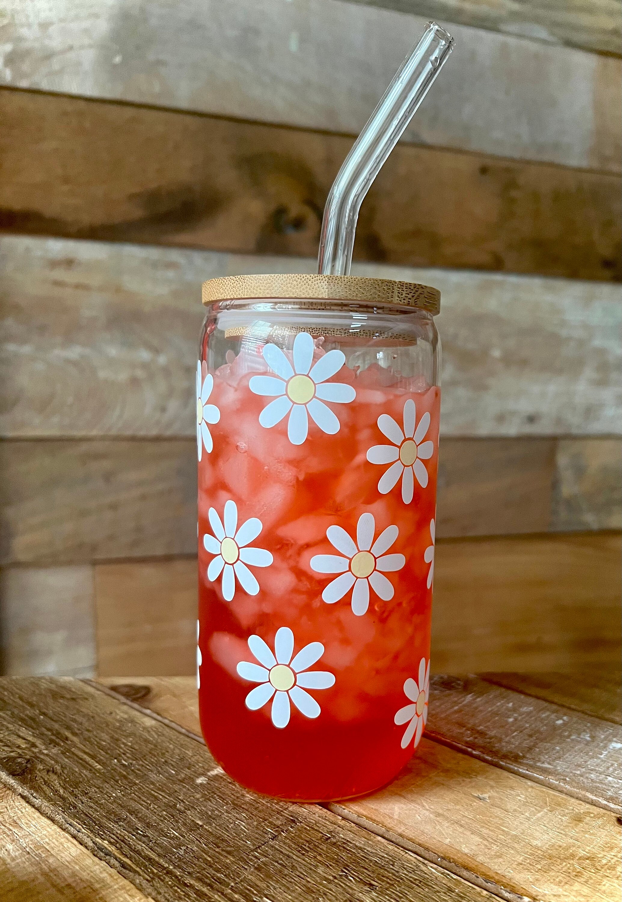 Daisy Glass Can - Etsy