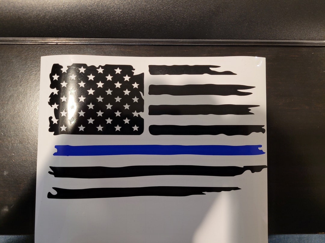 Blue Line Flag, Police Flag Vinyl Decal - Etsy