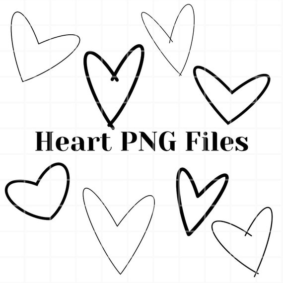 Heart PNG Files Hand Drawn Downloadable - Etsy