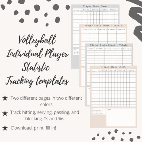 Volleyball Stat Tracking Sheets Individual Player Tracking & - Etsy