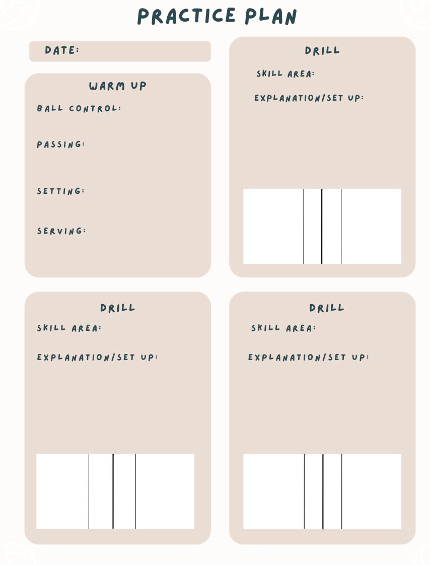 Volleyball Practice Plan Templates - Downloadable - Etsy
