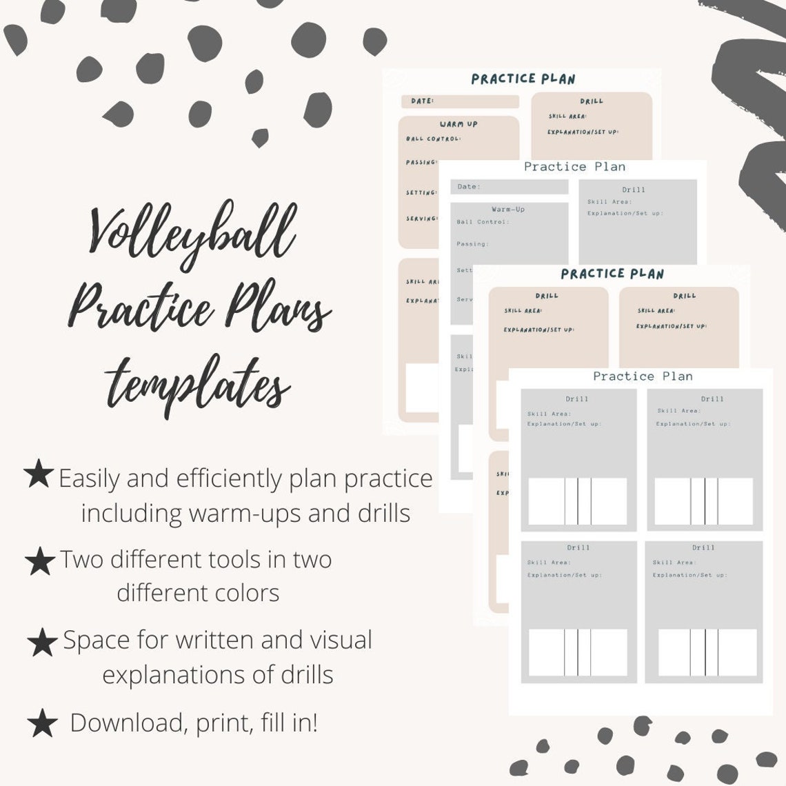 Volleyball Practice Plan Templates - Downloadable - Etsy