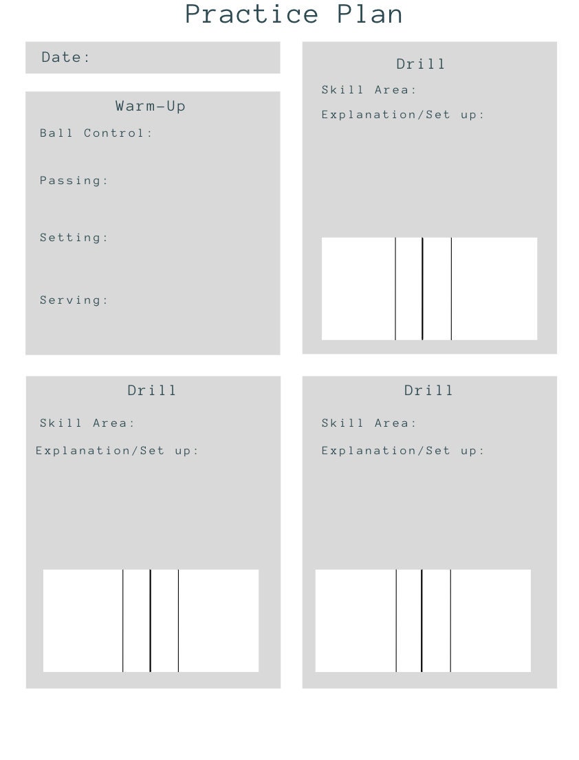Volleyball Practice Plan Templates - Downloadable - Etsy