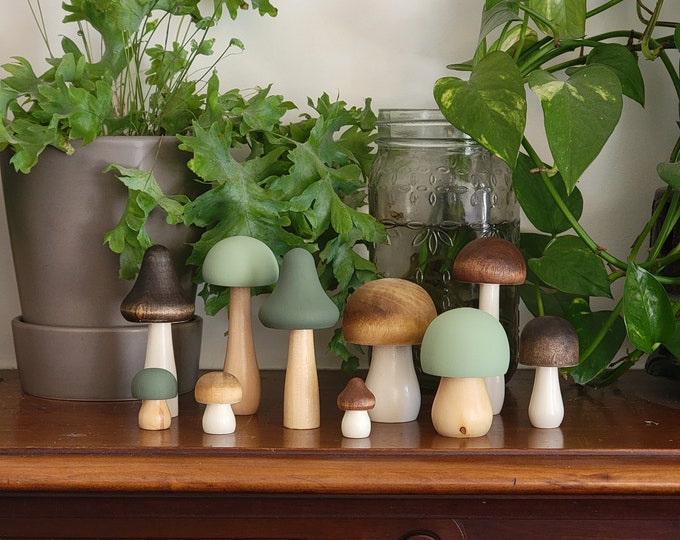3 Hand Painted Wooden Fungi, Mushrooms, Toadstools, Botanical Themes ...