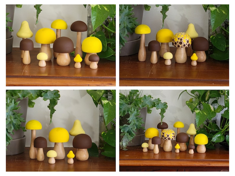 Sunflower Set Hand Painted Wooden Mushrooms Wedding Decor - Etsy