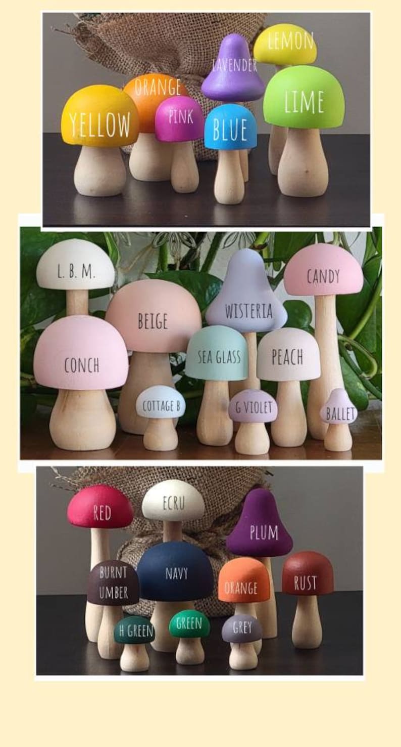 Hand Painted Wooden Mushrooms Mushroom Family Set Planter - Etsy