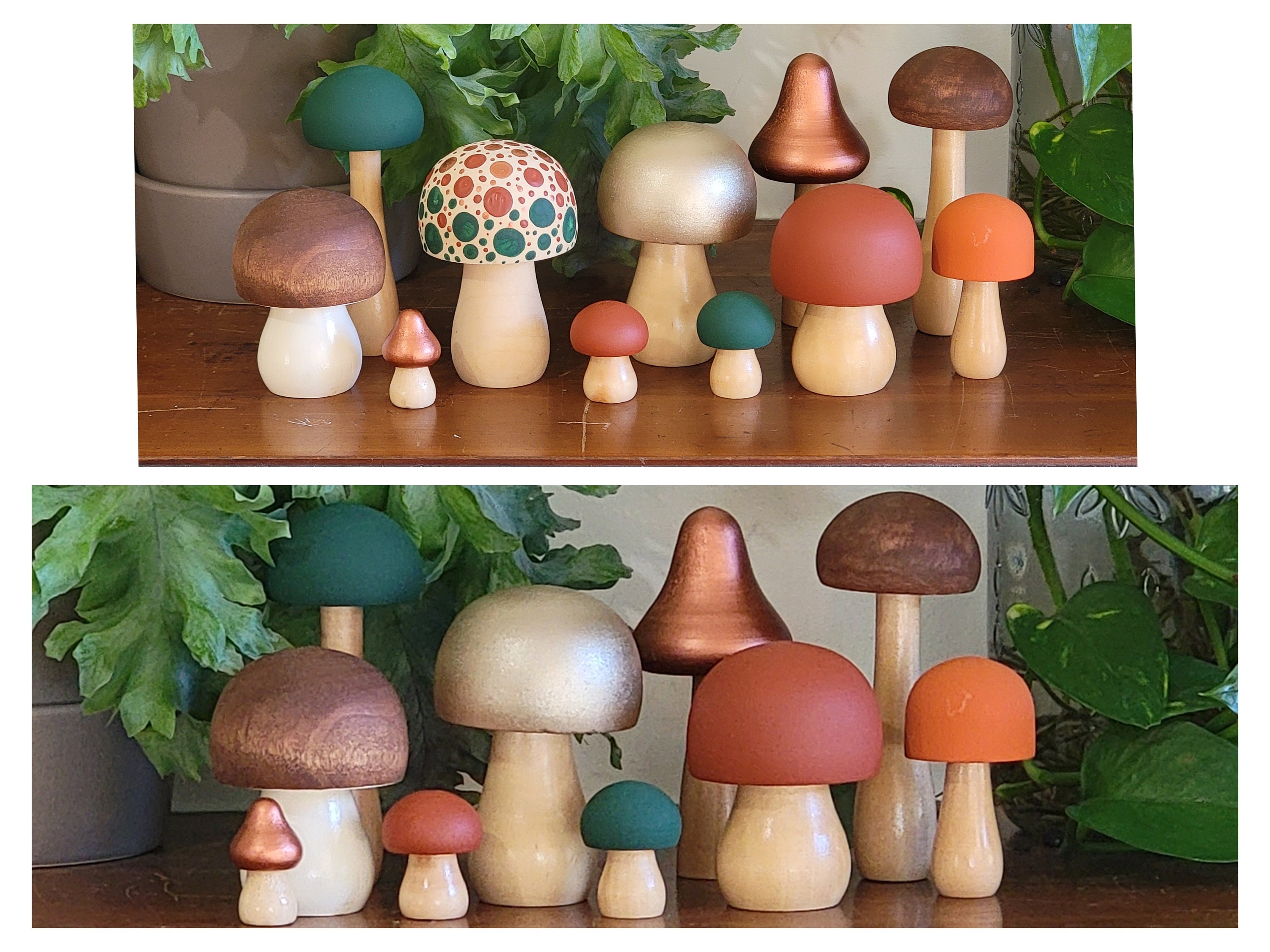 Fall Forest Set Hand Painted Wooden Mushrooms Planter - Etsy