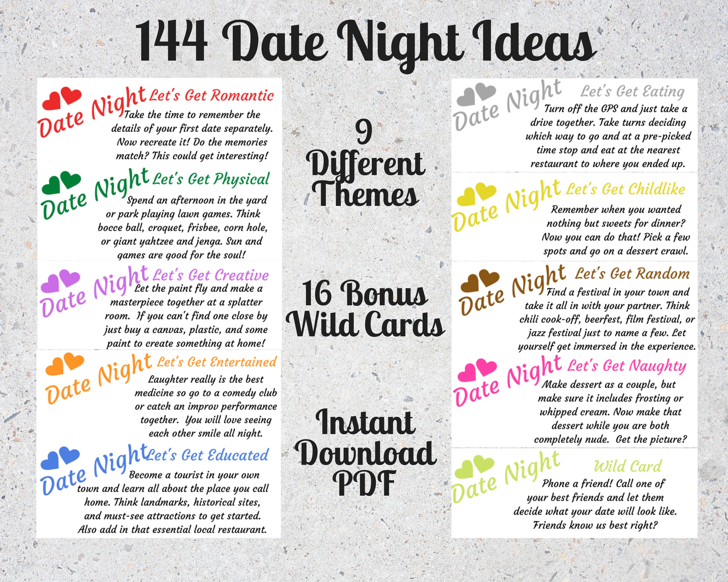 Date Night Cards | Random Date Night | 144 Different Dates | Themed ...