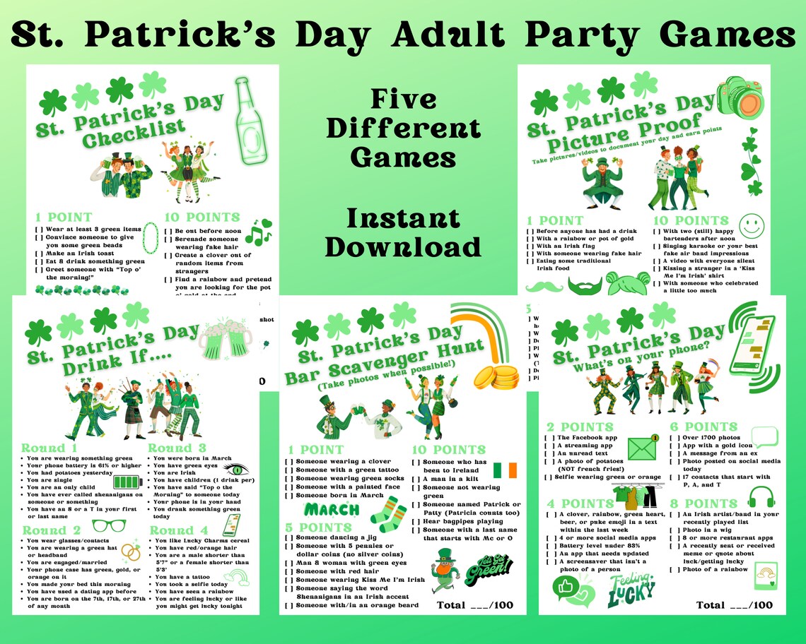 St. Patrick's Day Adult Party Games | Bar Games for St. Patty's Day ...