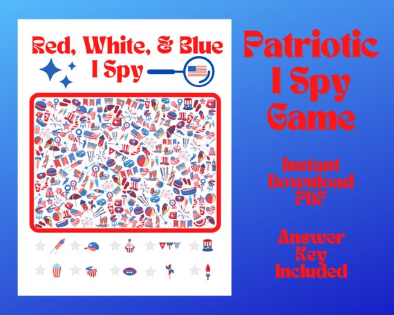 Patriotic I Spy Red White Blue I Spy 4th of July I Spy - Etsy
