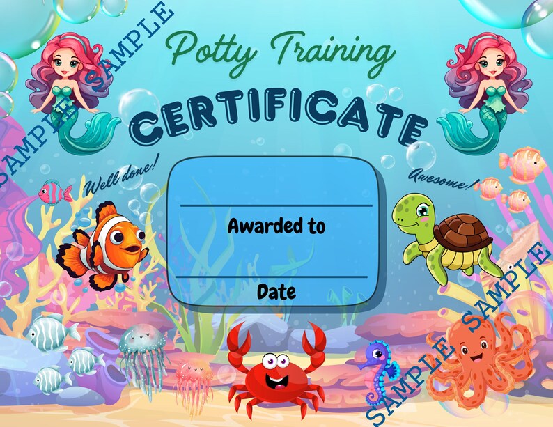 Potty Training Certificate Download and Print at Home 8 DESIGNS BUNDLE ...