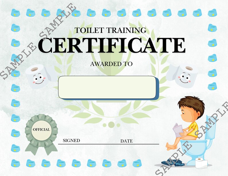 Potty Training Certificate Download and Print at Home 8 DESIGNS BUNDLE ...